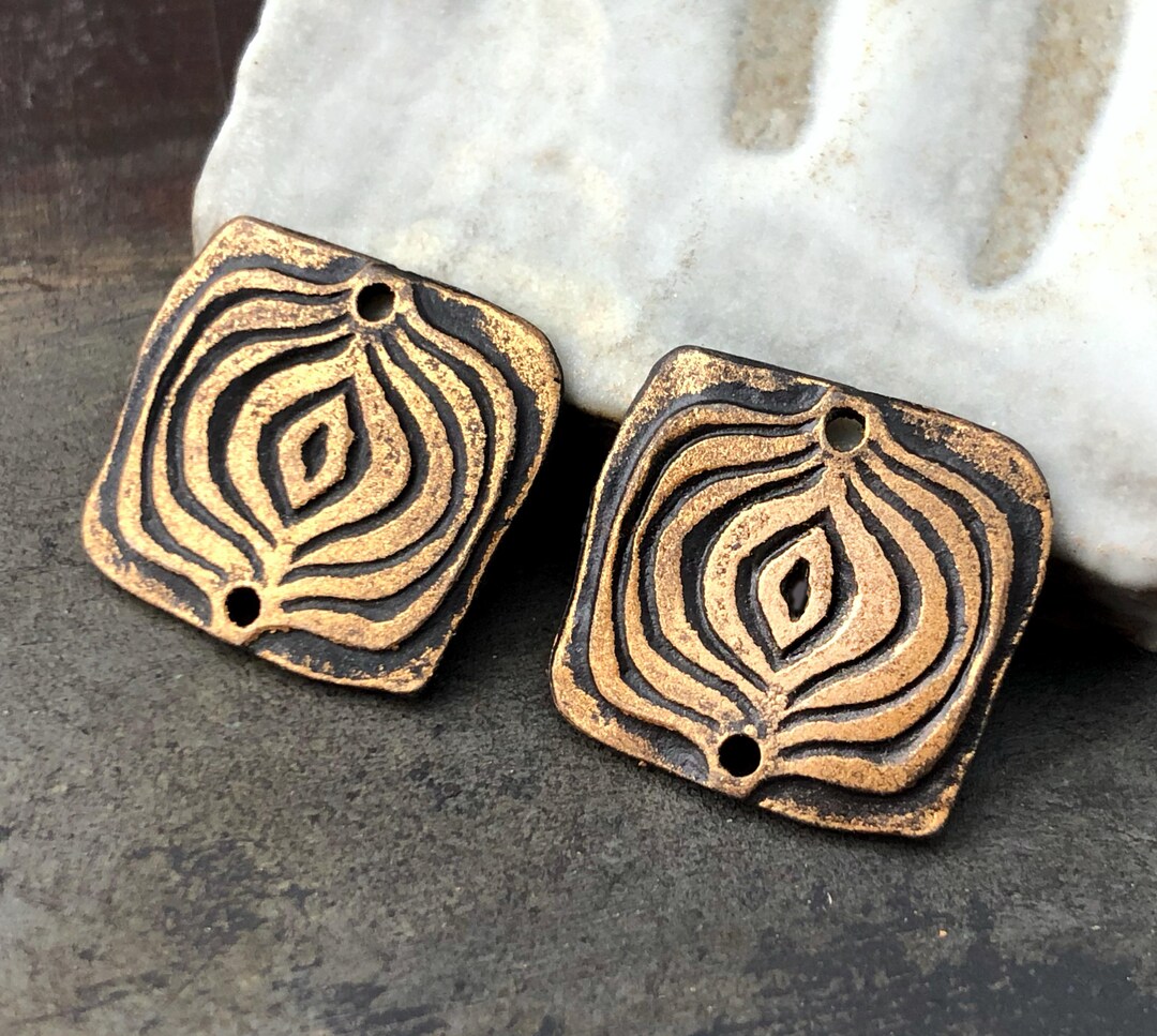 Geometric Connector Charms, Golden Bronze Finish, Handmade Jewelry ...