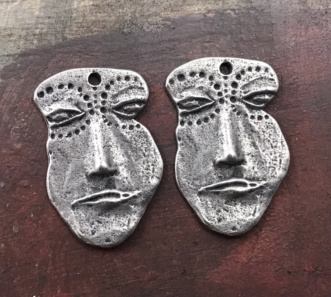 Face Charms Aged Finish 23.5mm Handcrafted Jewelry Charms - Etsy