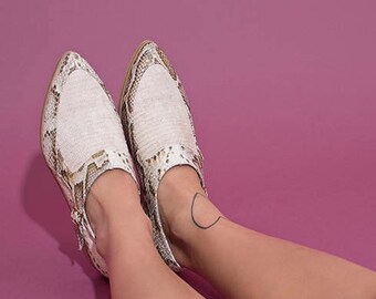 Snakeskin Leather Platform Shoes For Women Handmade Snakeskin | Etsy