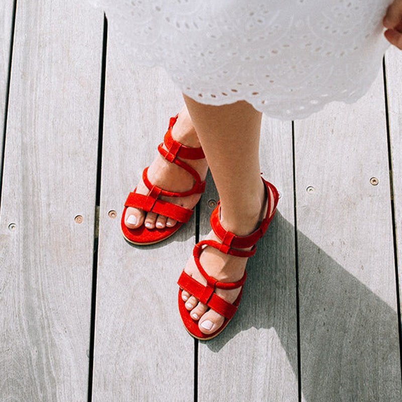 Red Sandals - Etsy