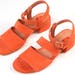 Women's Orange Sandals, Suede Leather Sandals, Low Heels Sandals ...