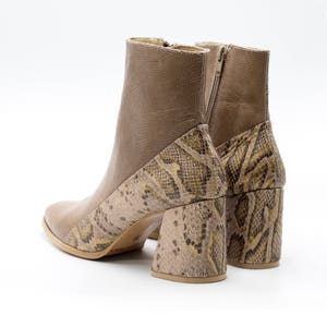 Snake Skin Boots Handmade Brown Leather Women Ankle Boots - Etsy