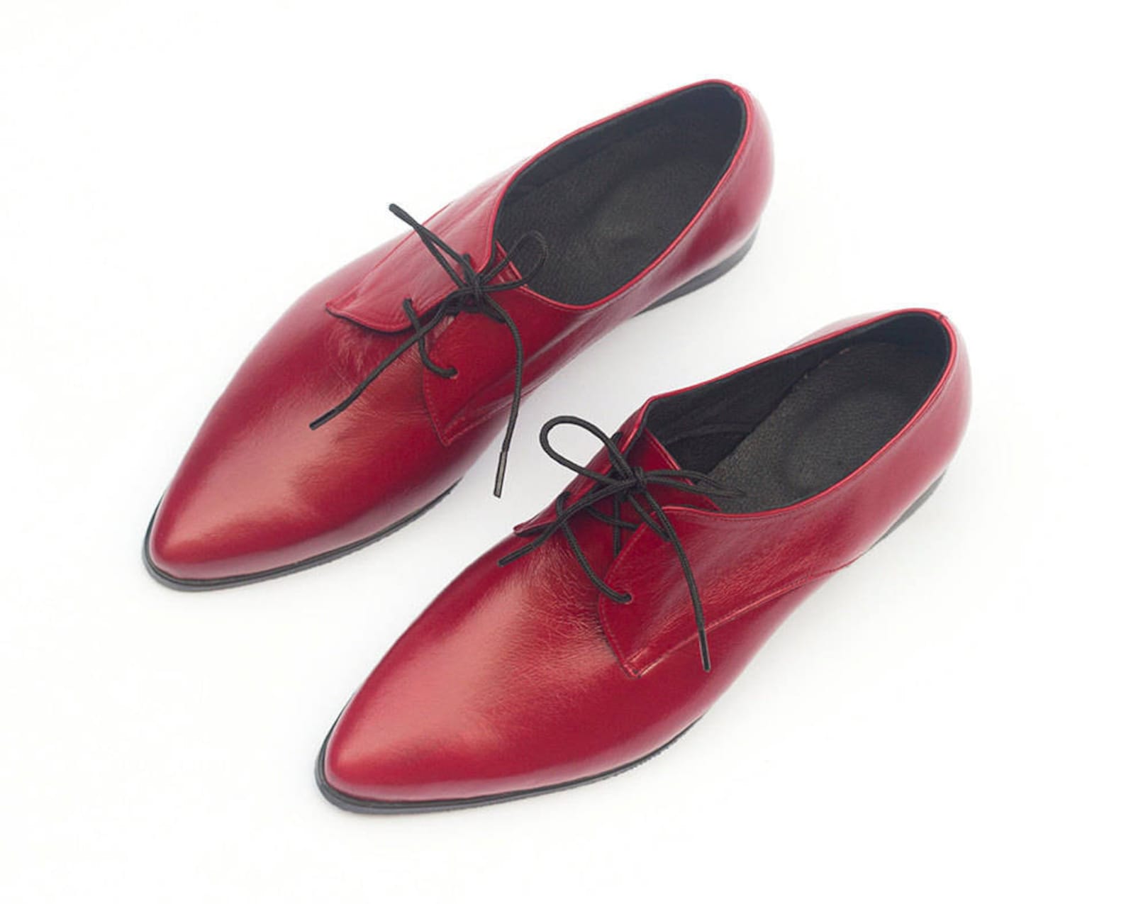 Red Oxfords Women Shoes, Stylish Flat Comfortable Leather Shoes ...