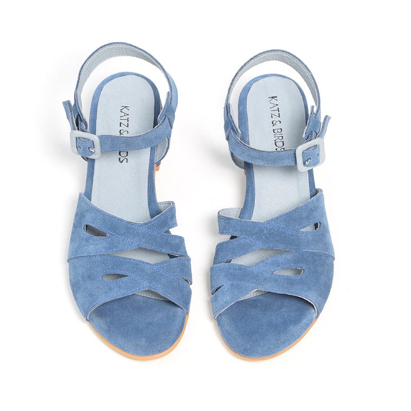 Blue Leather Sandals - Etsy