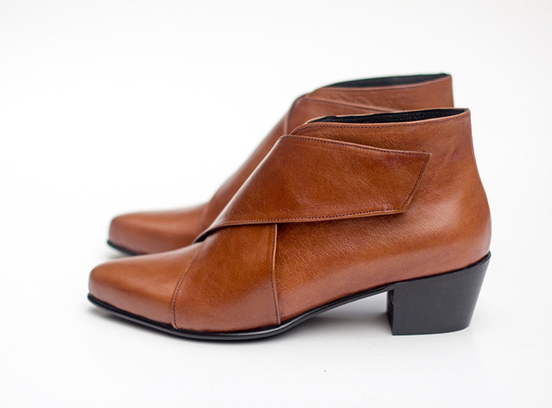 Camel Brown Leather Ankle Boots, Women Brown Custom Made X Boots ...