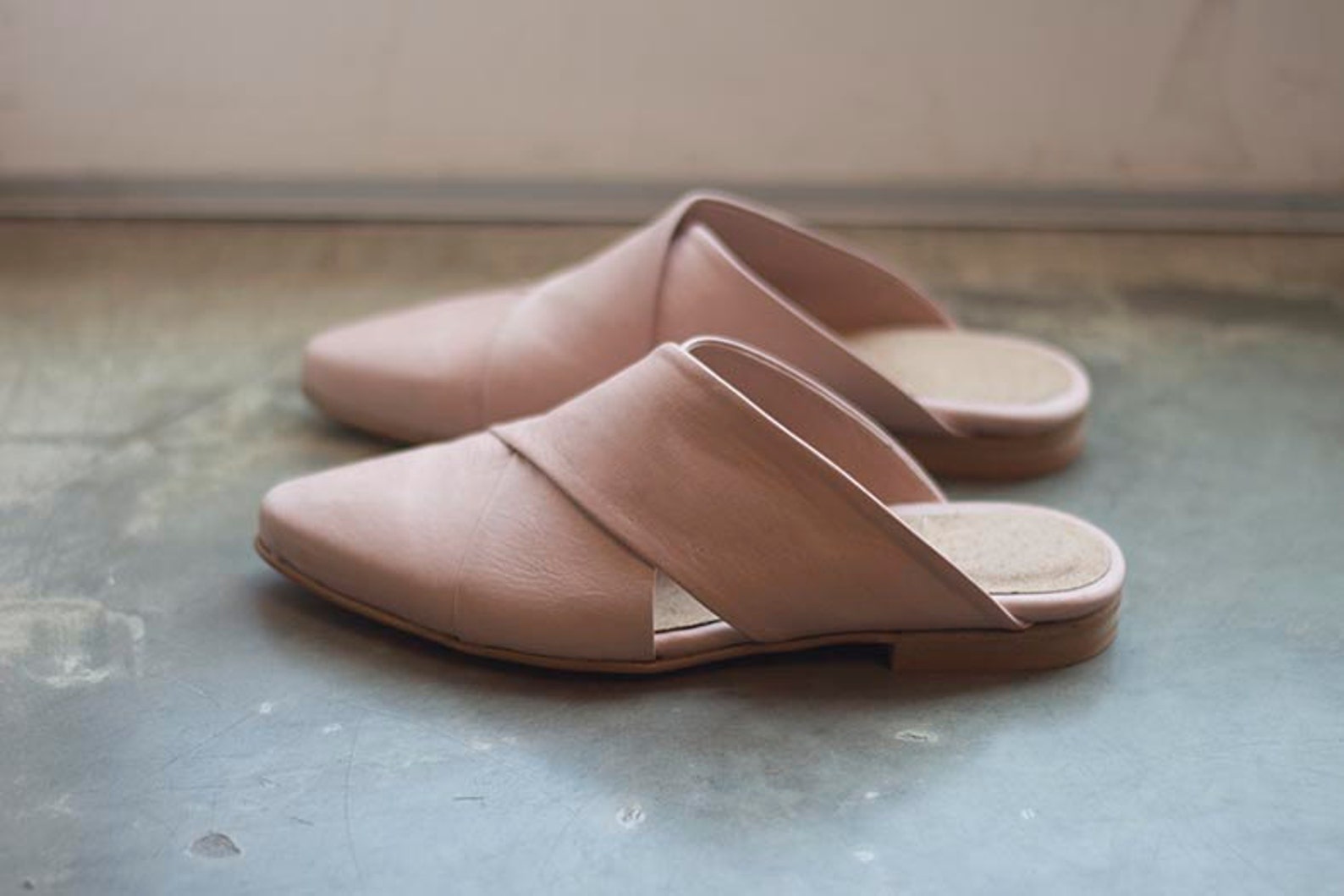Womens Leather Mules, Leather Slides, Pink Leather Mules, Leather ...