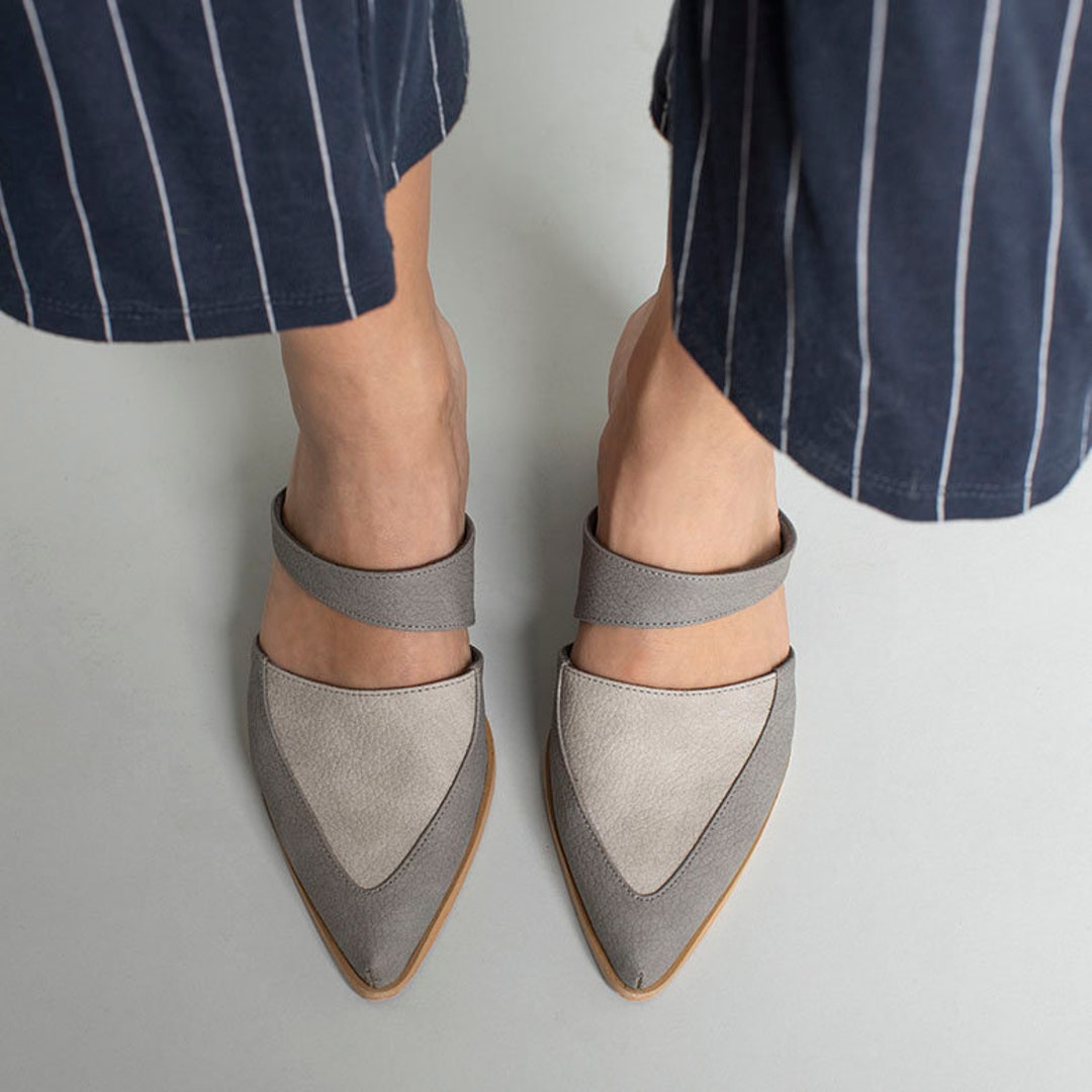 Gray Shoes, Mules, Vegan Mules, Stylish Shoes, Mid Heel Shoes, Custom ...