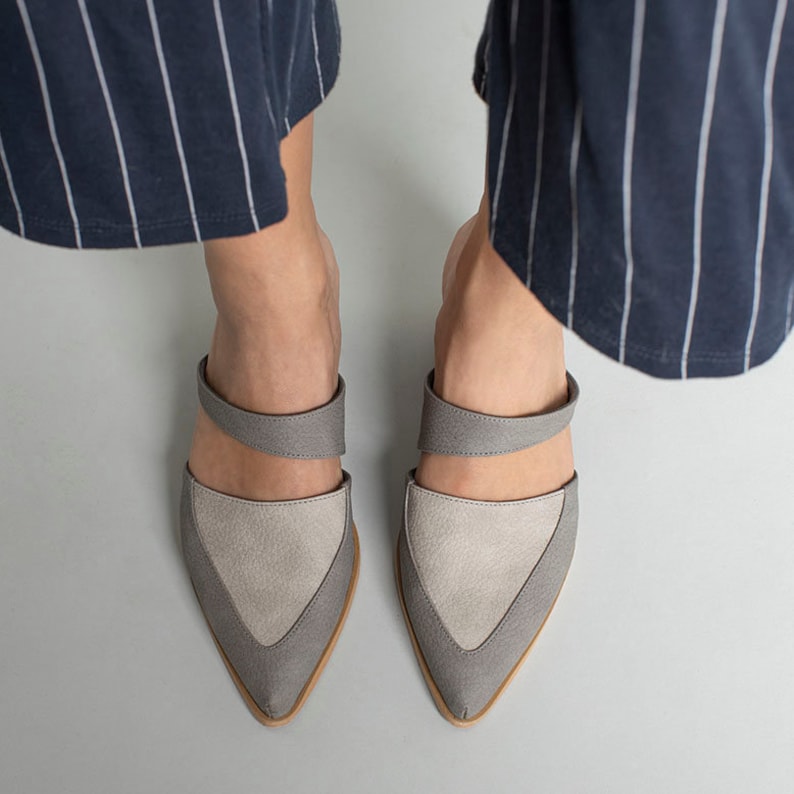 Gray Shoes, Mules, Vegan Mules, Stylish Shoes, Mid Heel Shoes, Custom ...