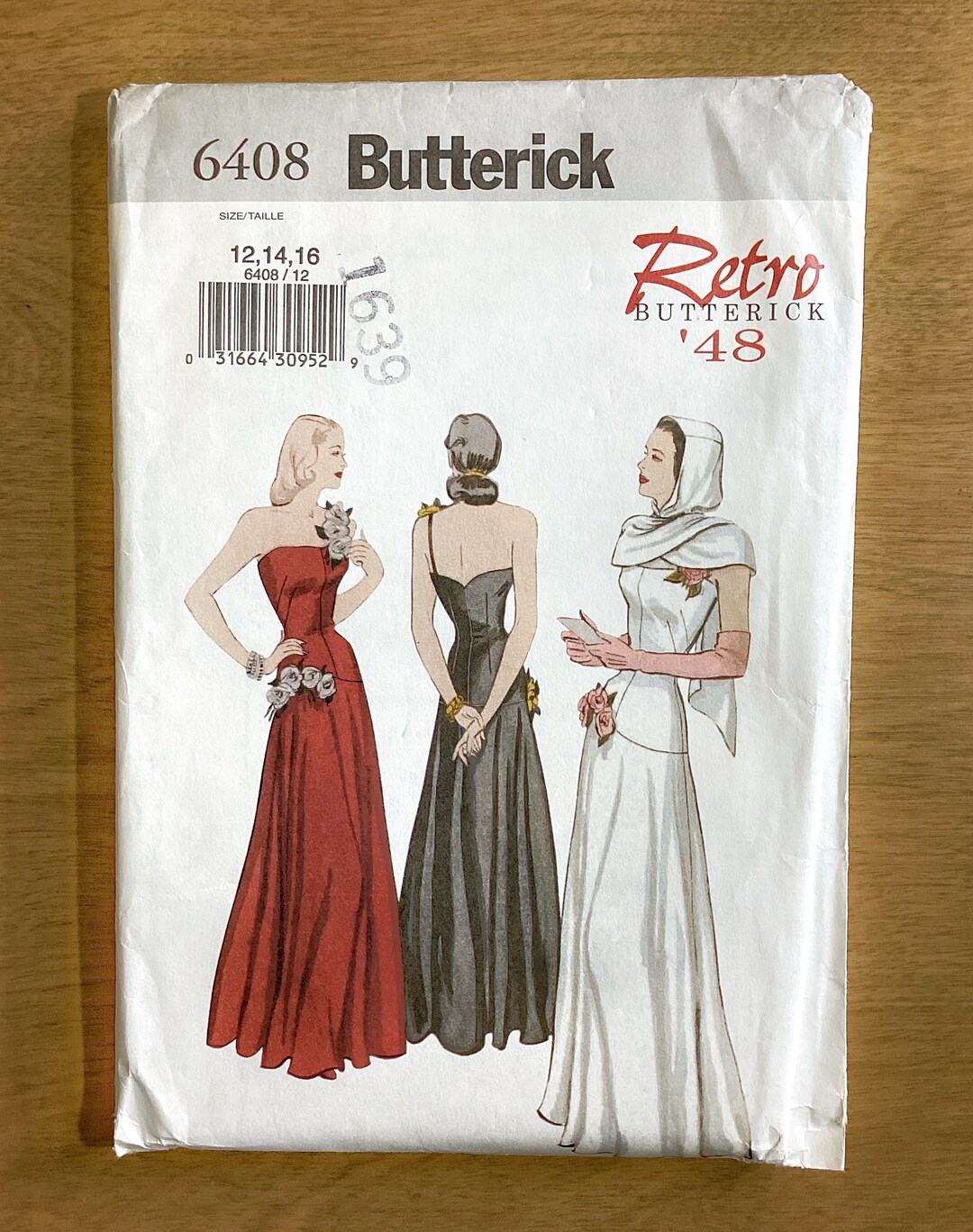 Vintage Reproduction 1940s Retro Strapless Evening Gown W/ Hood Scarf ...