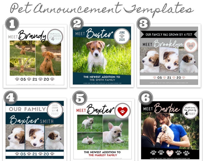 New Puppy Announcement-editable Canva Templates Digital File to Post ...