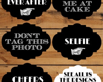 Wedding Photo Booth Props 18 Funny Printable Signs for a DIY Wedding Photobooth Fancy Retro Props in Vintage Black and White Selfie Station Etsy