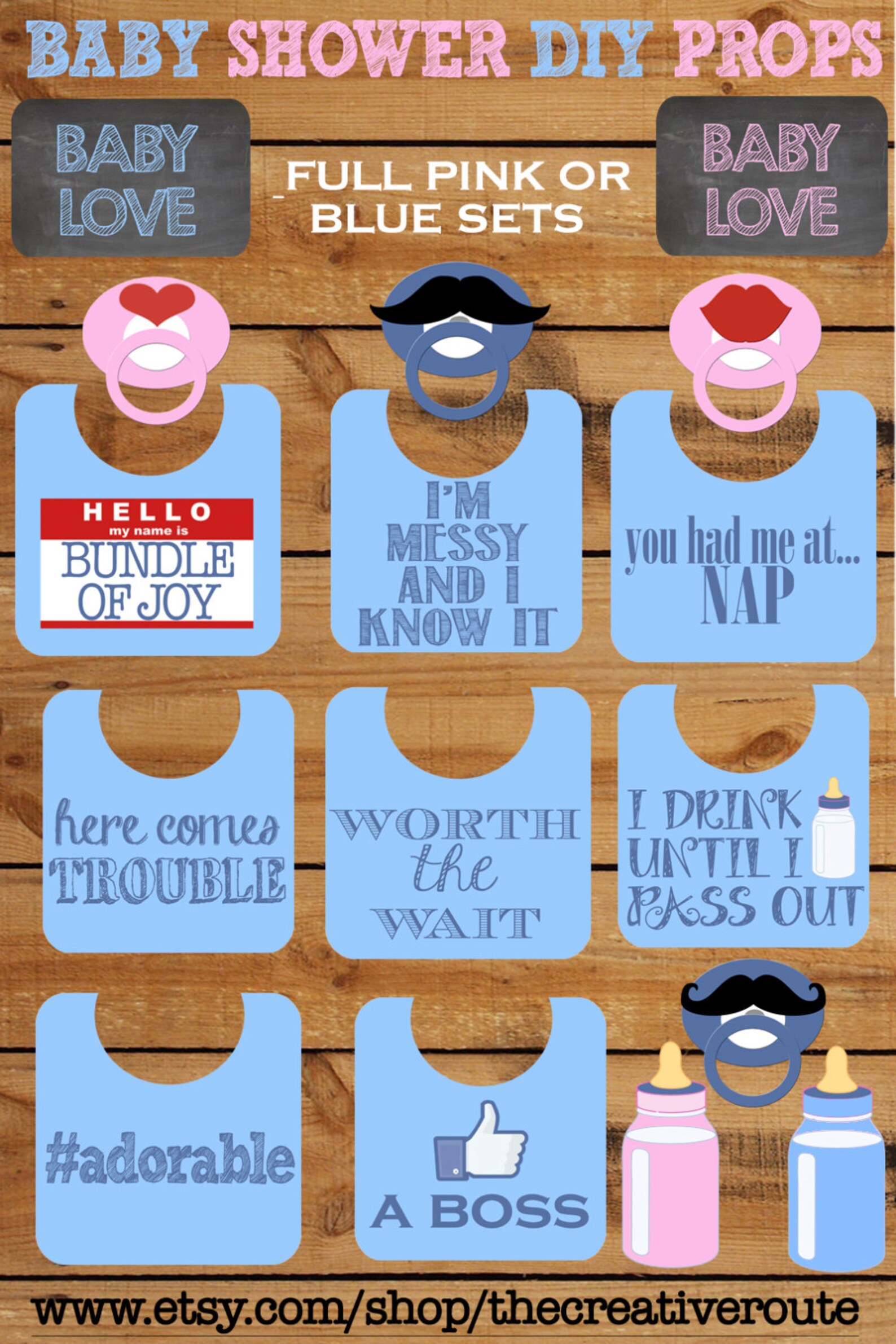 Baby Shower Photo Booth Props Printable Large 12 Page PDF DIY - Etsy