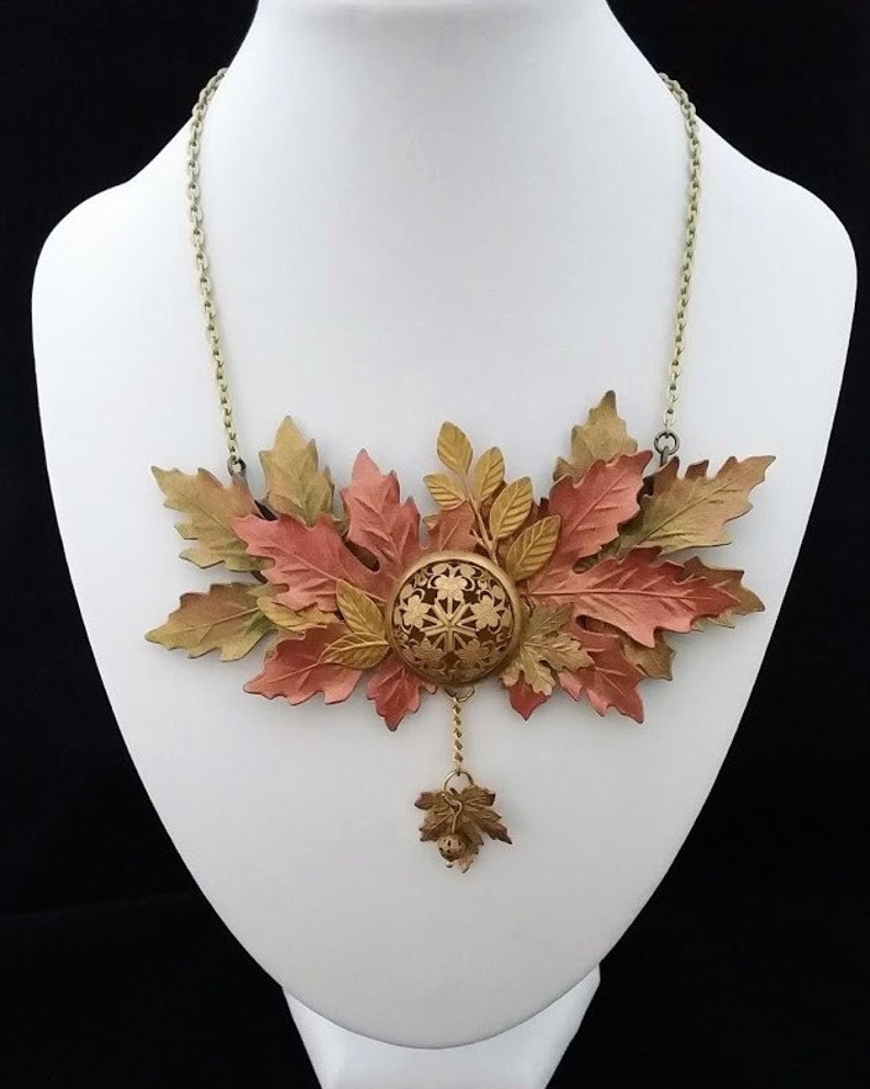 Leaf Necklace Autumn Necklace Fall Necklace Big Necklace - Etsy