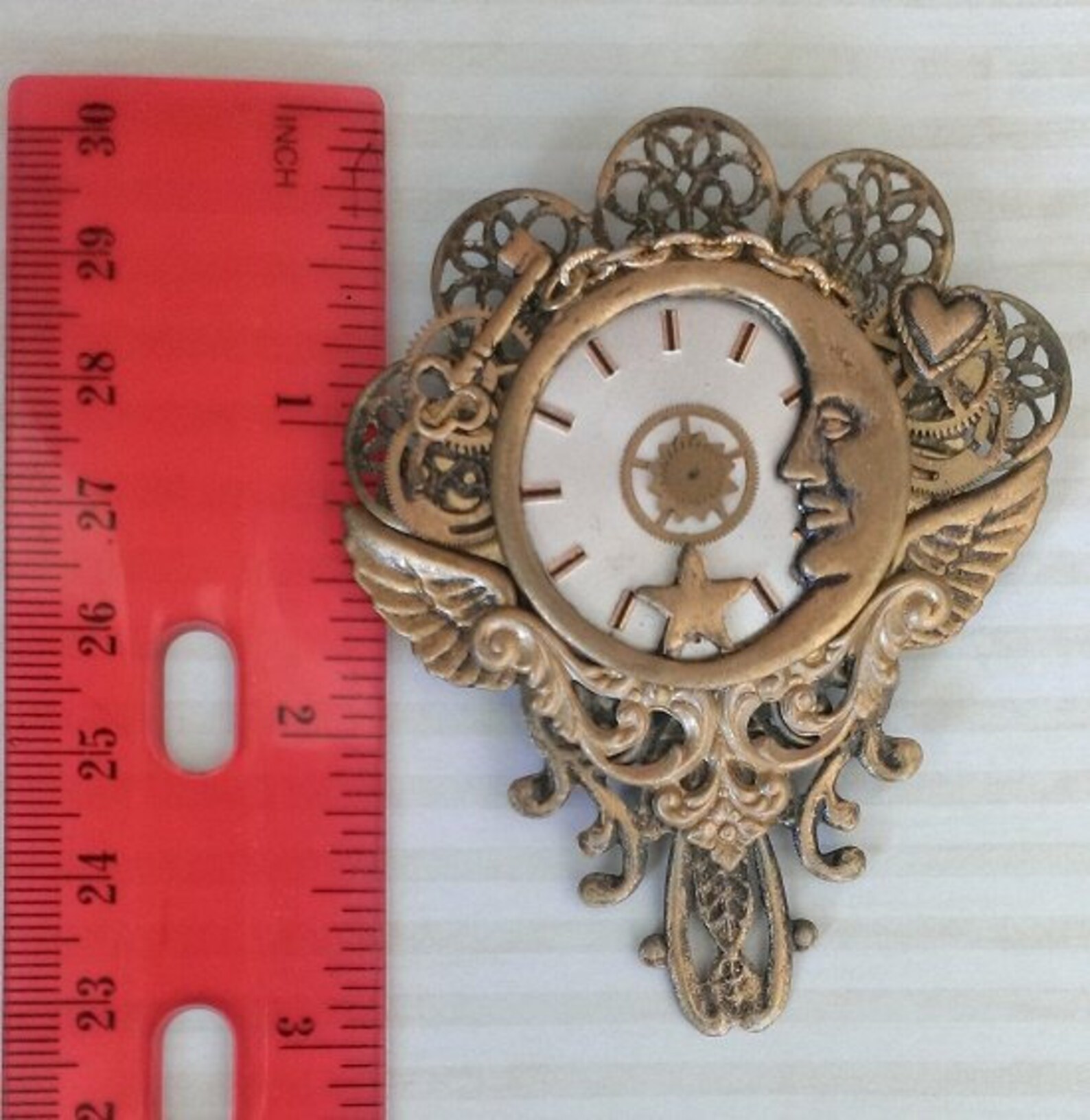 Moon and Watch Part Brooch Watch Part Pin Brooch Watch Face - Etsy