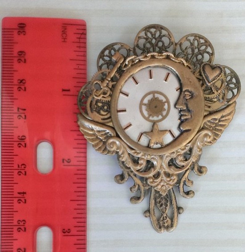 Moon and Watch Part Brooch Watch Part Pin Brooch Watch Face - Etsy