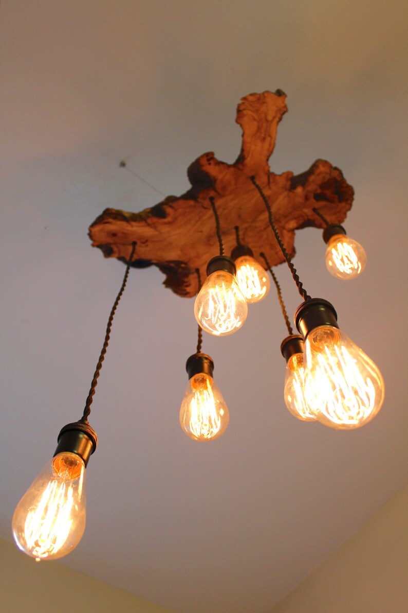 Small Live Edge Slab Light Fixture. Rustic Wood Chandelier - Etsy