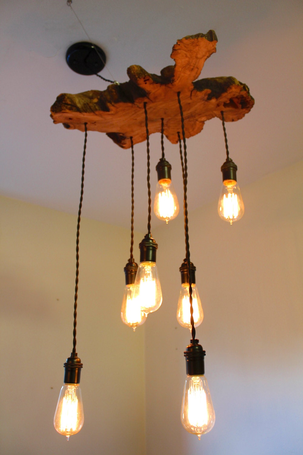 Small Live Edge Slab Light Fixture. Rustic Wood Chandelier - Etsy