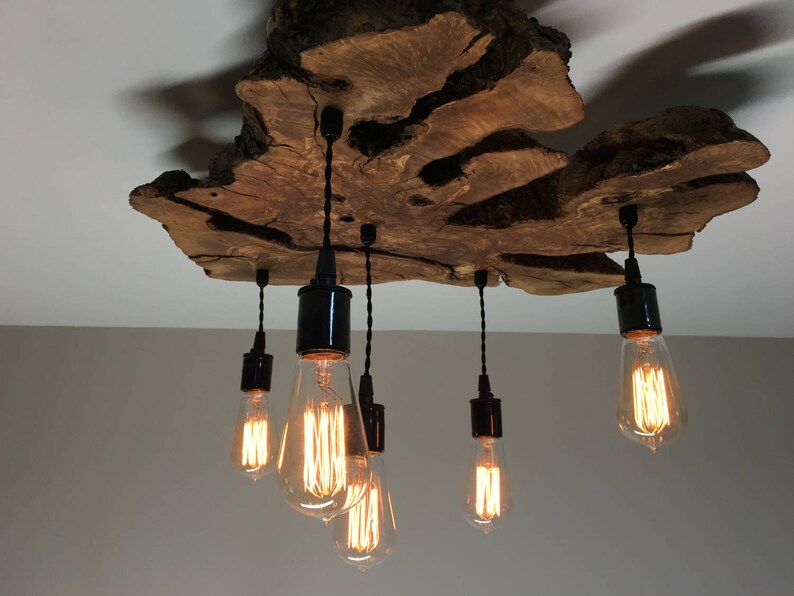 Small Live Edge Slab Light Fixture. Rustic Wood Chandelier - Etsy
