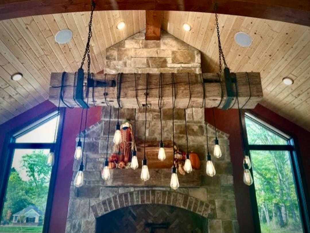 Rustic Reclaimed Wood Light Fixture W/ Edison Bulbs and Hanging ...