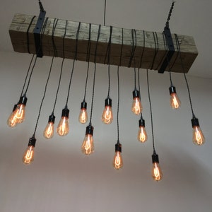Rustic Reclaimed Wood Light Fixture W/ Edison Bulbs and Hanging ...