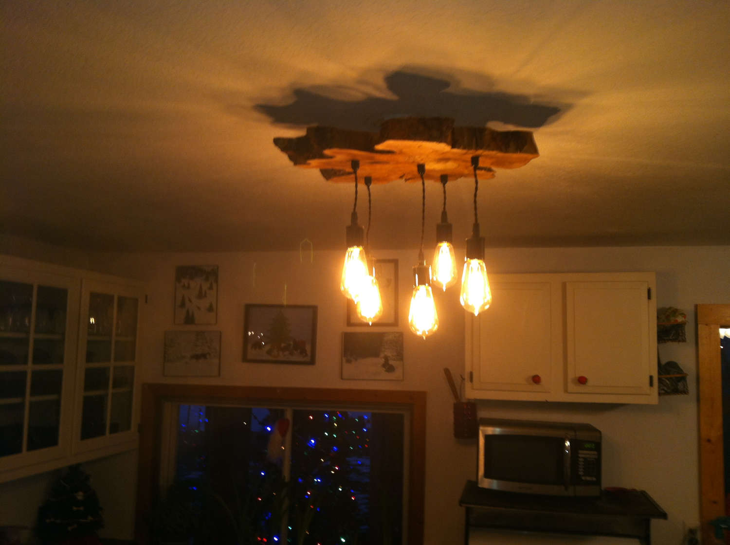 Small Live Edge Slab Light Fixture. Rustic Wood Chandelier | Etsy