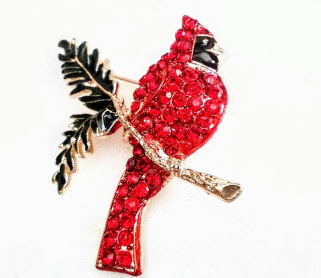 RHINESTONE CARDINAL BROOCH Christmas Gift Animal/bird/pin/accessory ...