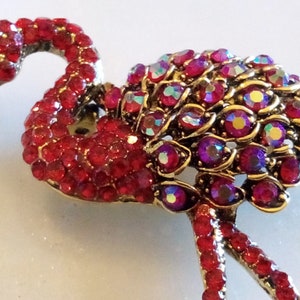 FLAMINGO RHINESTONE BROOCH Adorable Figural, Animal, Bird, Pin ...
