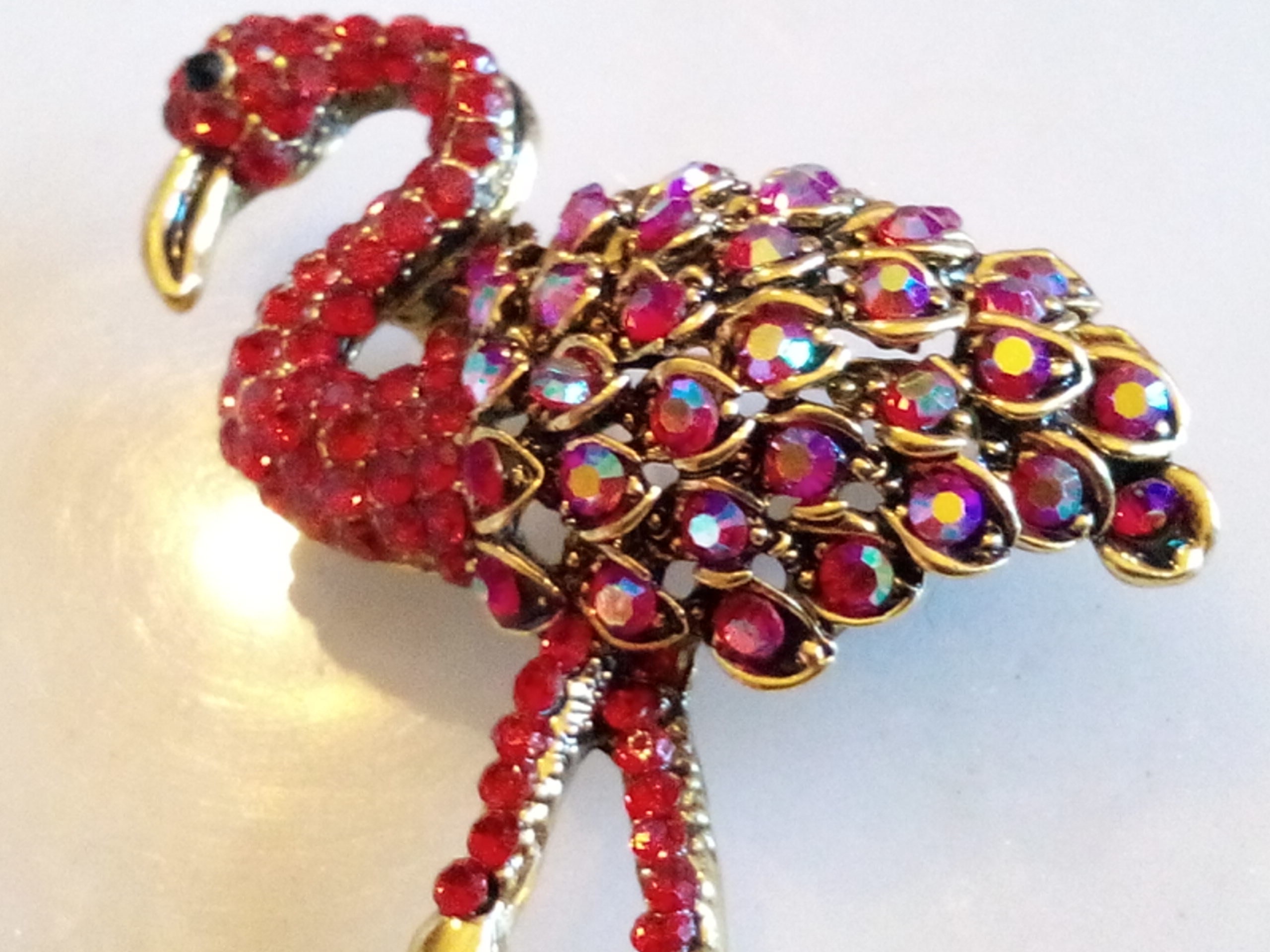 FLAMINGO RHINESTONE BROOCH Adorable Figural Animal Bird | Etsy
