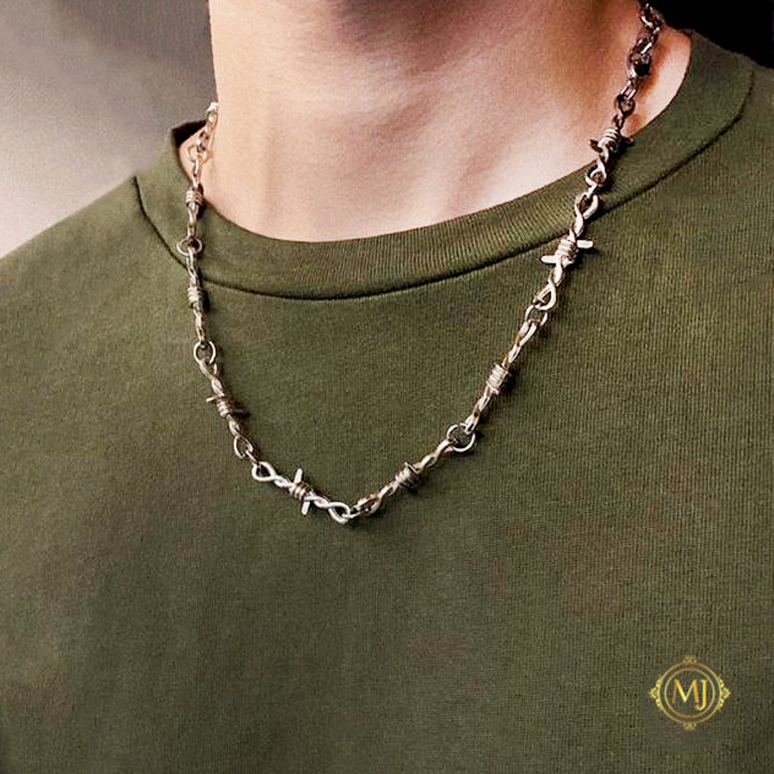 Barbed Wire Necklace Chain Silver Men's and Woman's - Etsy