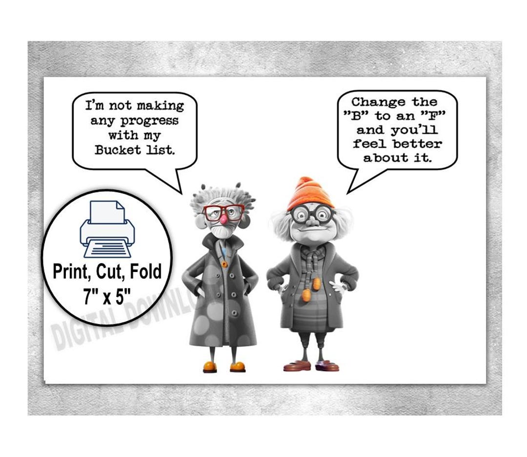 Funny Bucket List Card, Old Ladies Snarky Humor (digital Download) - Etsy