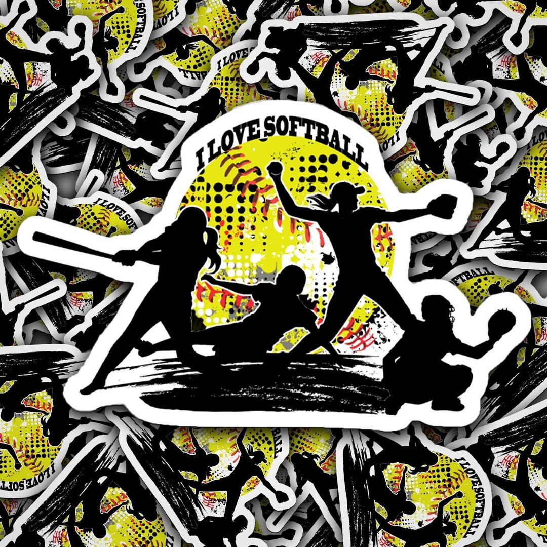 No. S301 I Love Softball Team Design Vinyl Sticker - Etsy