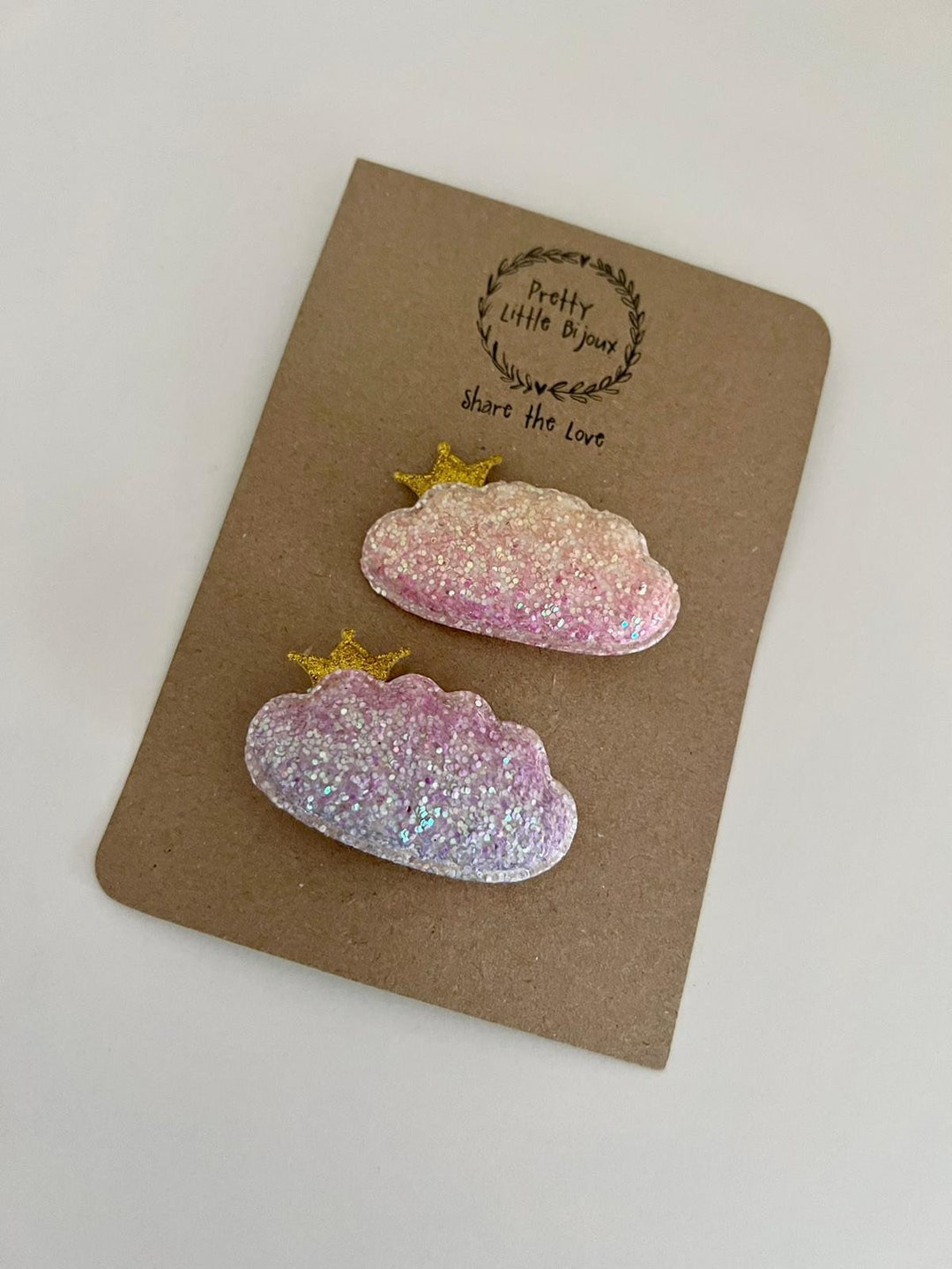 Set of Two Glitter Cloud With Crown Hair Clips - Etsy