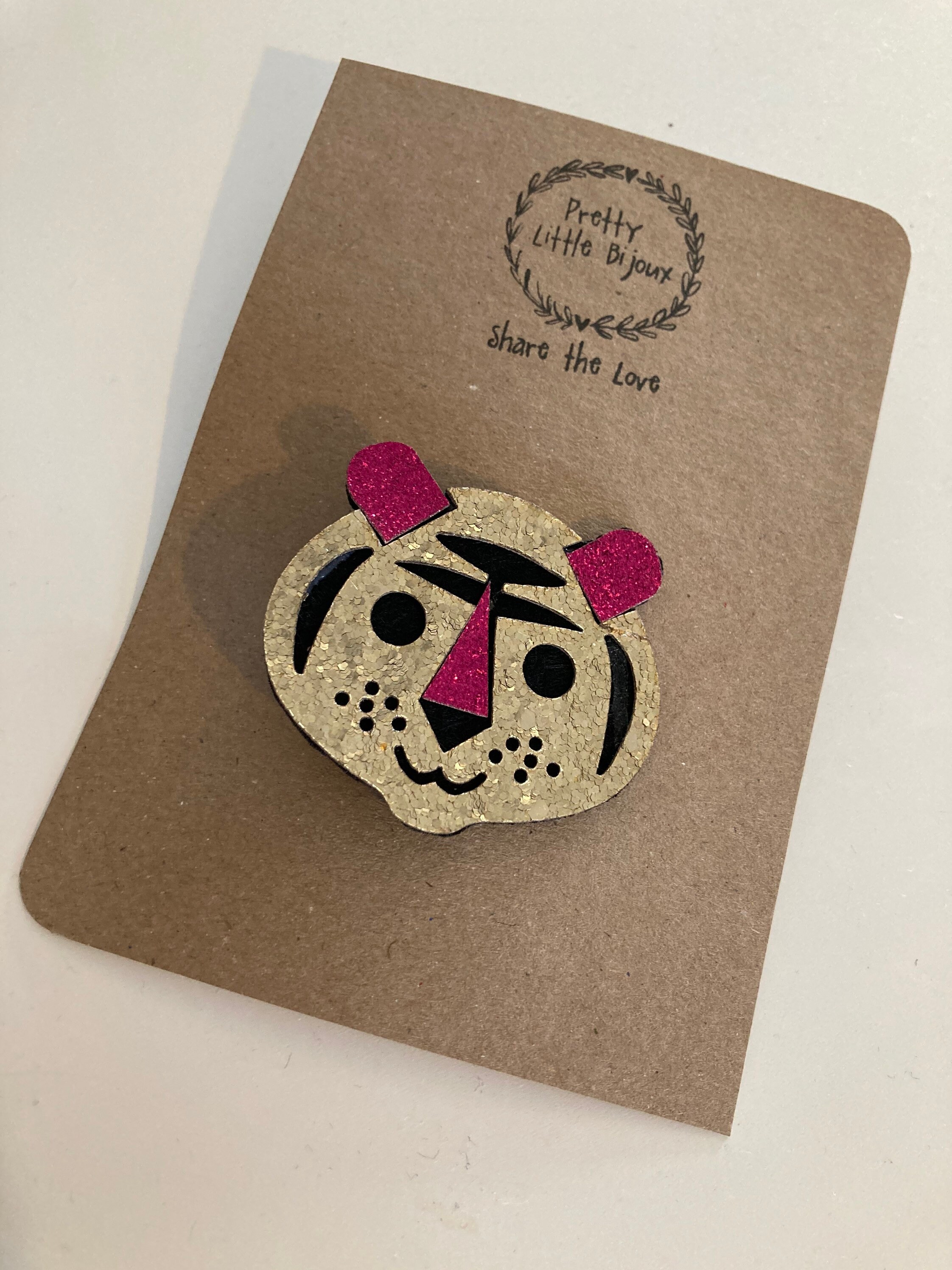 Gold, Black and Pink Glitter Tiger Hair Clip - Etsy