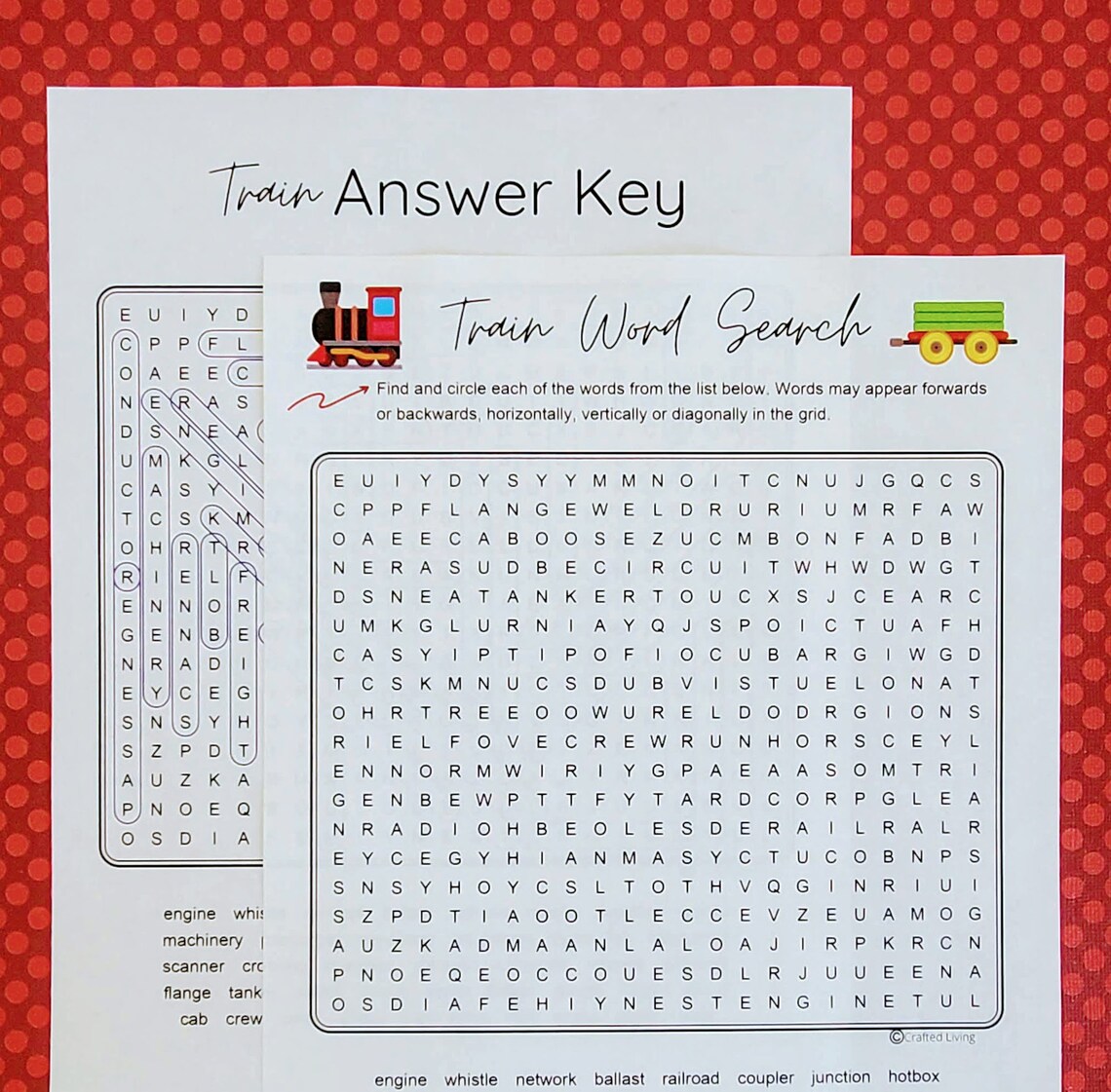 Train Printable Word Search Transportation Word Puzzle Party Game Favor ...