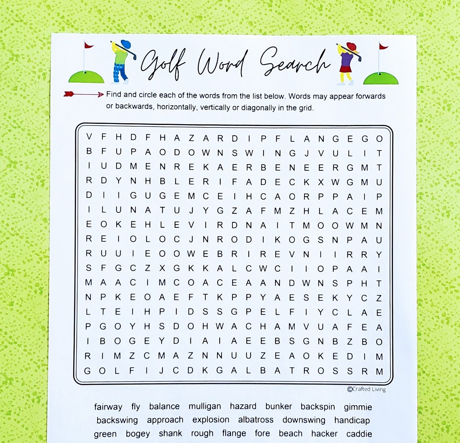 Golf Printable Word Search | Sports Word Puzzle Party Game | Brain ...