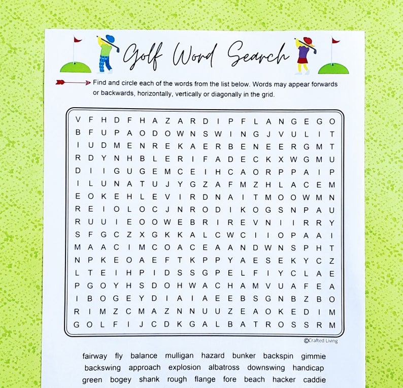 Golf Printable Word Search | Sports Word Puzzle Party Game | Brain ...