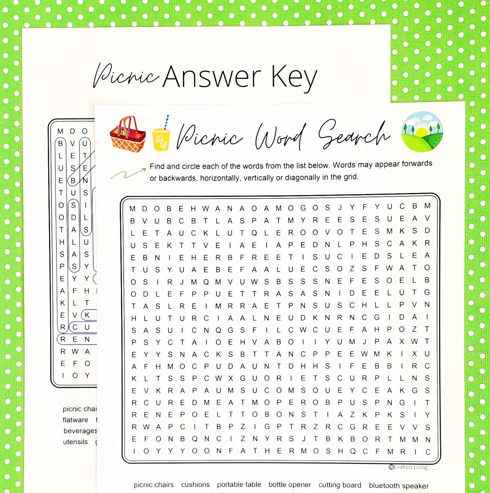 Picnic Printable Word Search | Food Word Puzzle Party Game | Brain ...