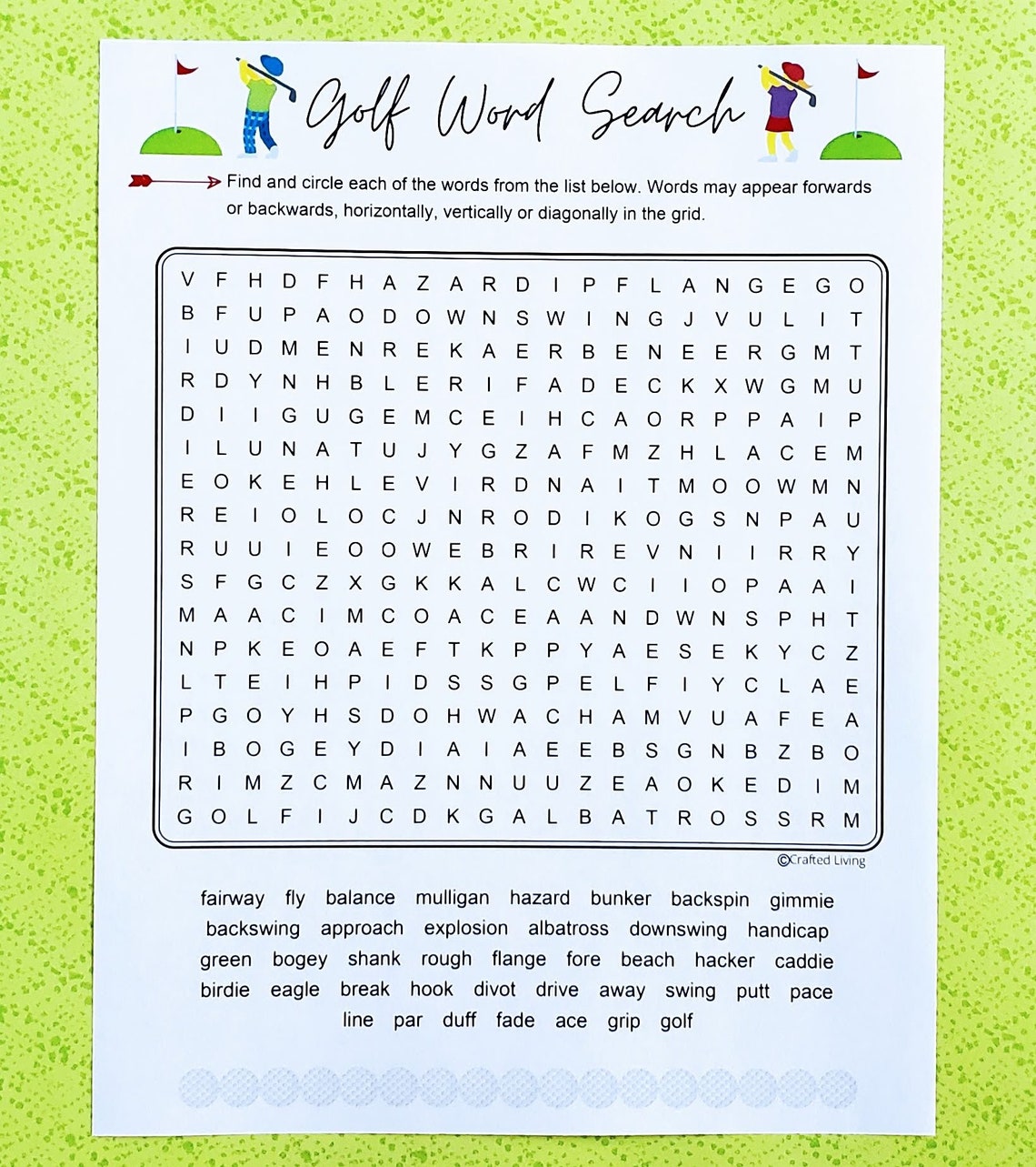 Golf Printable Word Search | Sports Word Puzzle Party Game | Brain ...