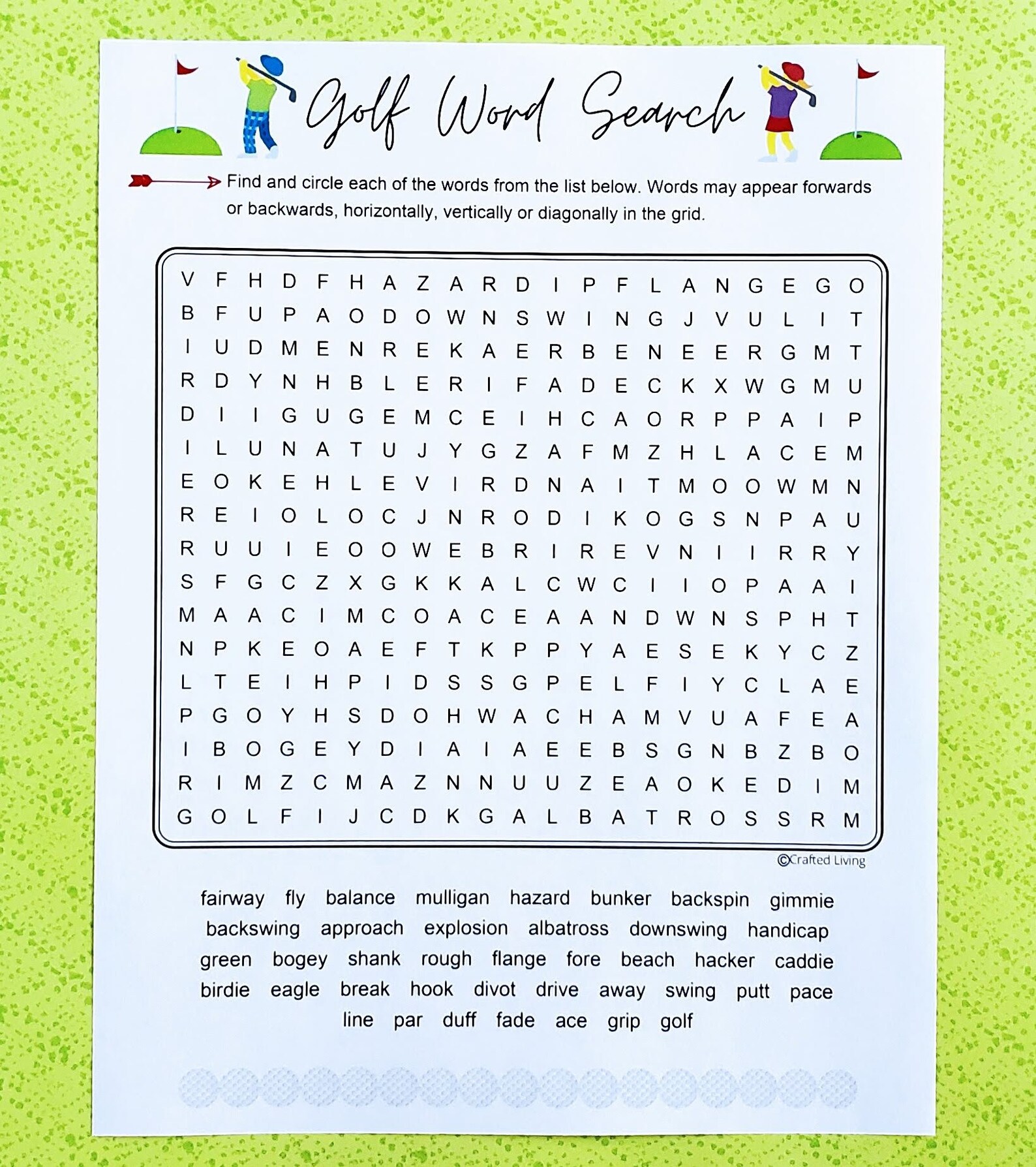 Golf Printable Word Search | Sports Word Puzzle Party Game | Brain ...