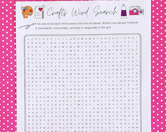 Scrapbooking Printable Word Search | Hobby Word Puzzle Party Game ...