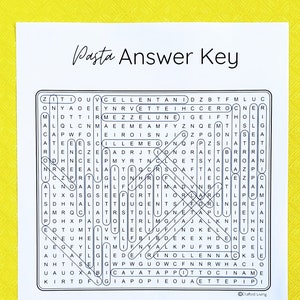 Pasta Printable Word Search | Food Word Puzzle Party Game | Brain ...