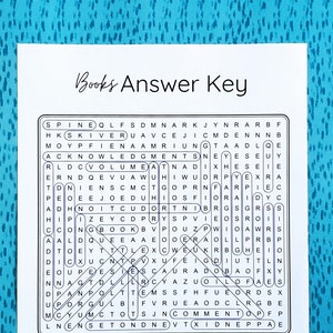 Books Printable Word Search | Book Word Puzzle Party Game | Brain ...