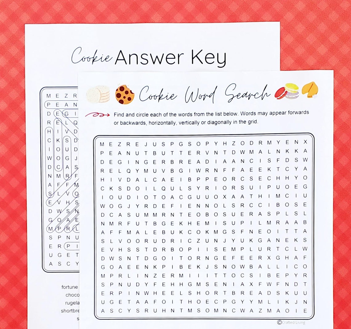 Cookie Word Search | Printable Game, Family Activity (digital Download ...