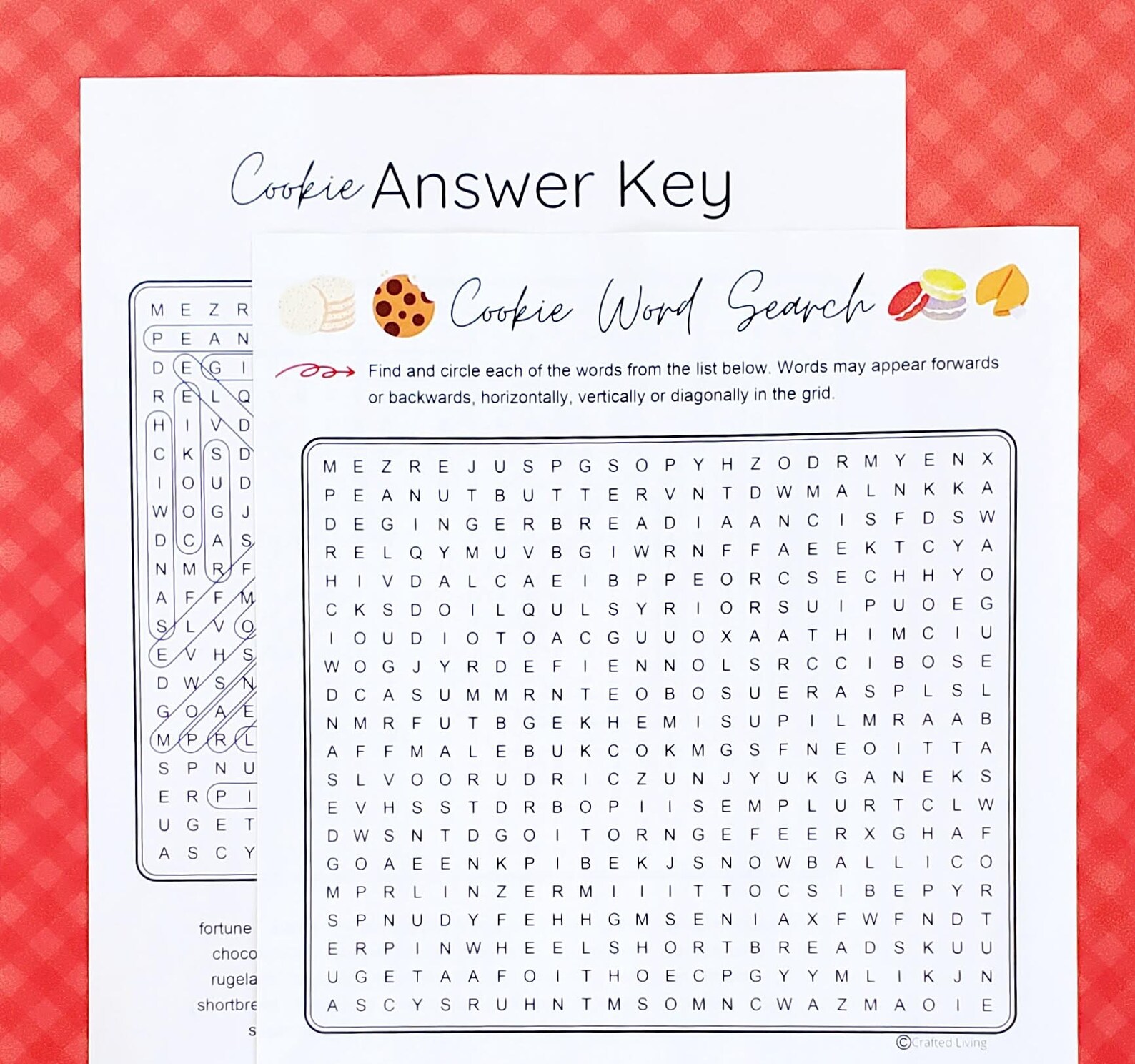 Cookie Printable Word Search | Food Word Puzzle Party Game | Brain ...