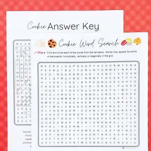 Cookie Printable Word Search | Food Word Puzzle Party Game | Brain ...