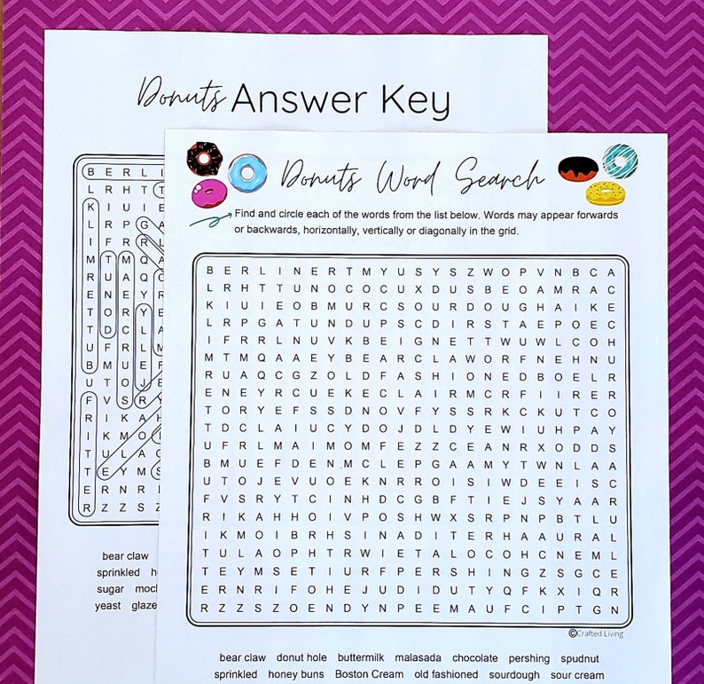 Donuts Word Search Puzzle | Printable Party Game (digital Download) - Etsy