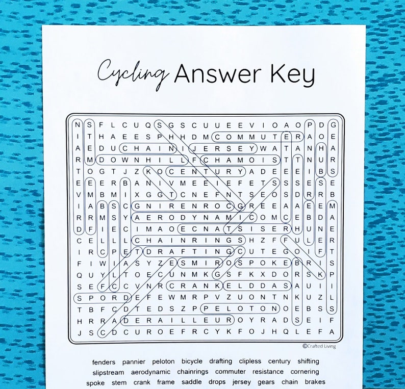 Cycling Printable Word Search | Sports Word Puzzle Party Game | Brain ...