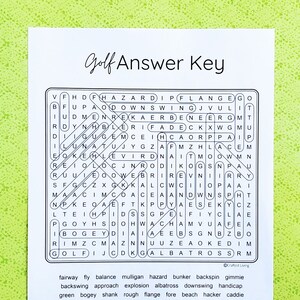 Golf Printable Word Search | Sports Word Puzzle Party Game | Brain ...