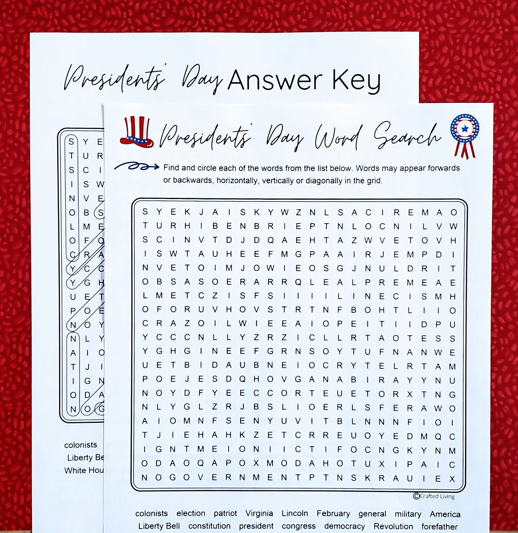 Presidents' Day Printable Word Search Holiday Word Puzzle Party Game ...