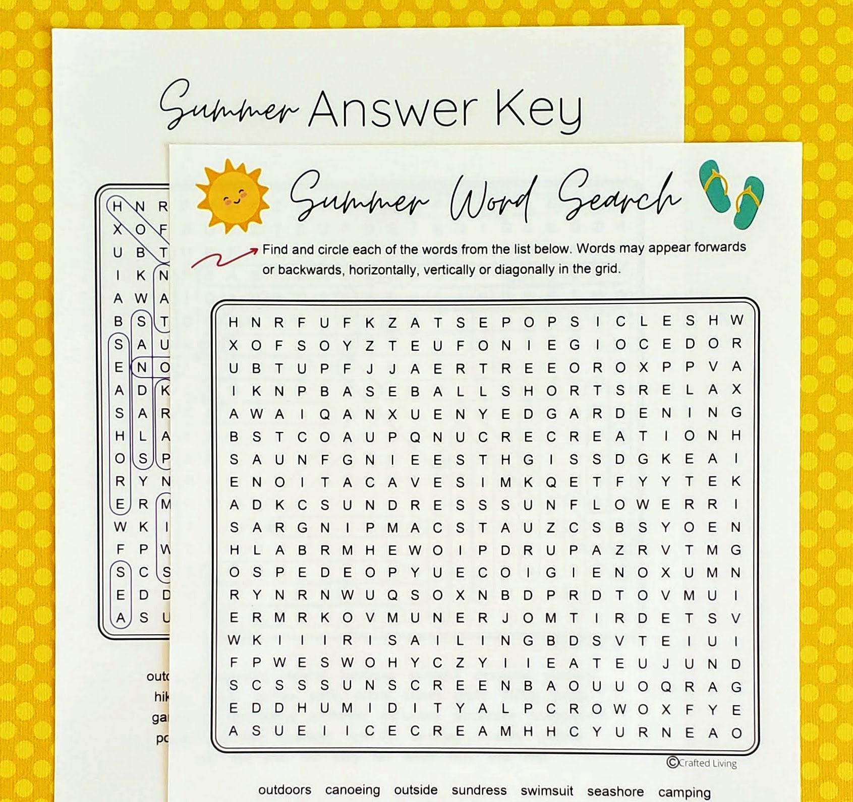 Summer Printable Word Search Seasons Word Puzzle Party Game Brain ...